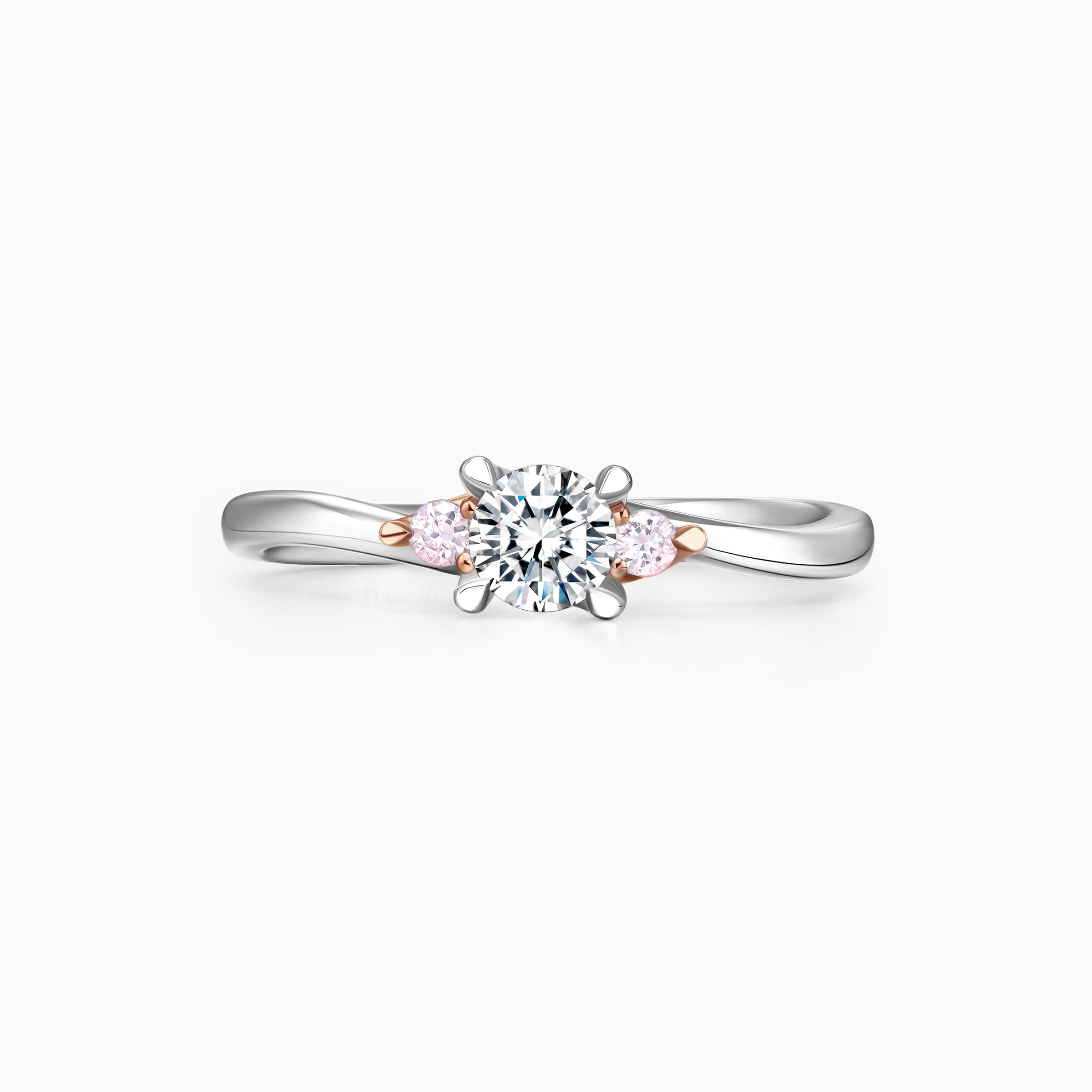 3 Dimaond Pink Engagement Ring | Darry Ring