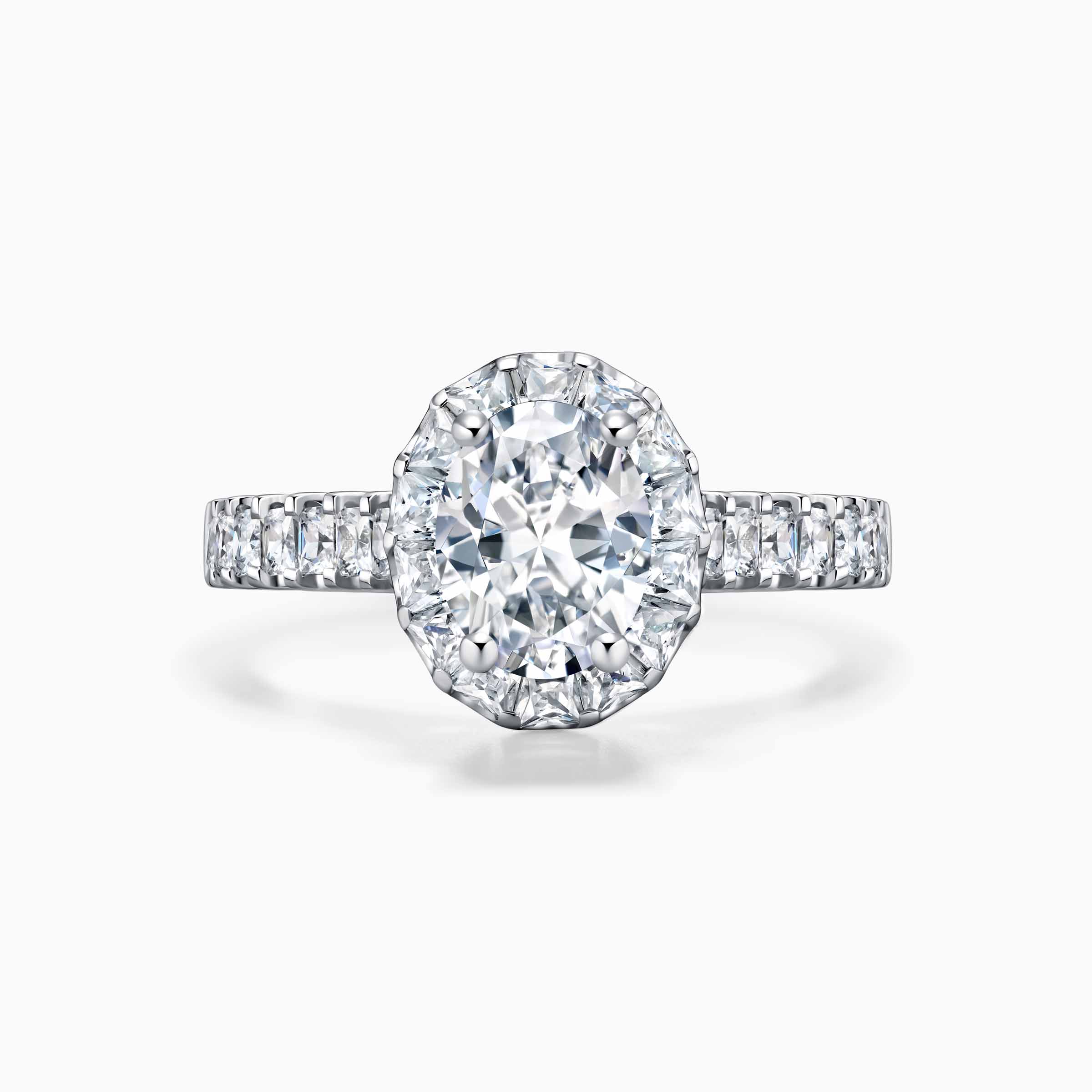 DR Engagement RingsDR TRUE LOVE Oval-cut Halo Pavé Engagement RingA man ...