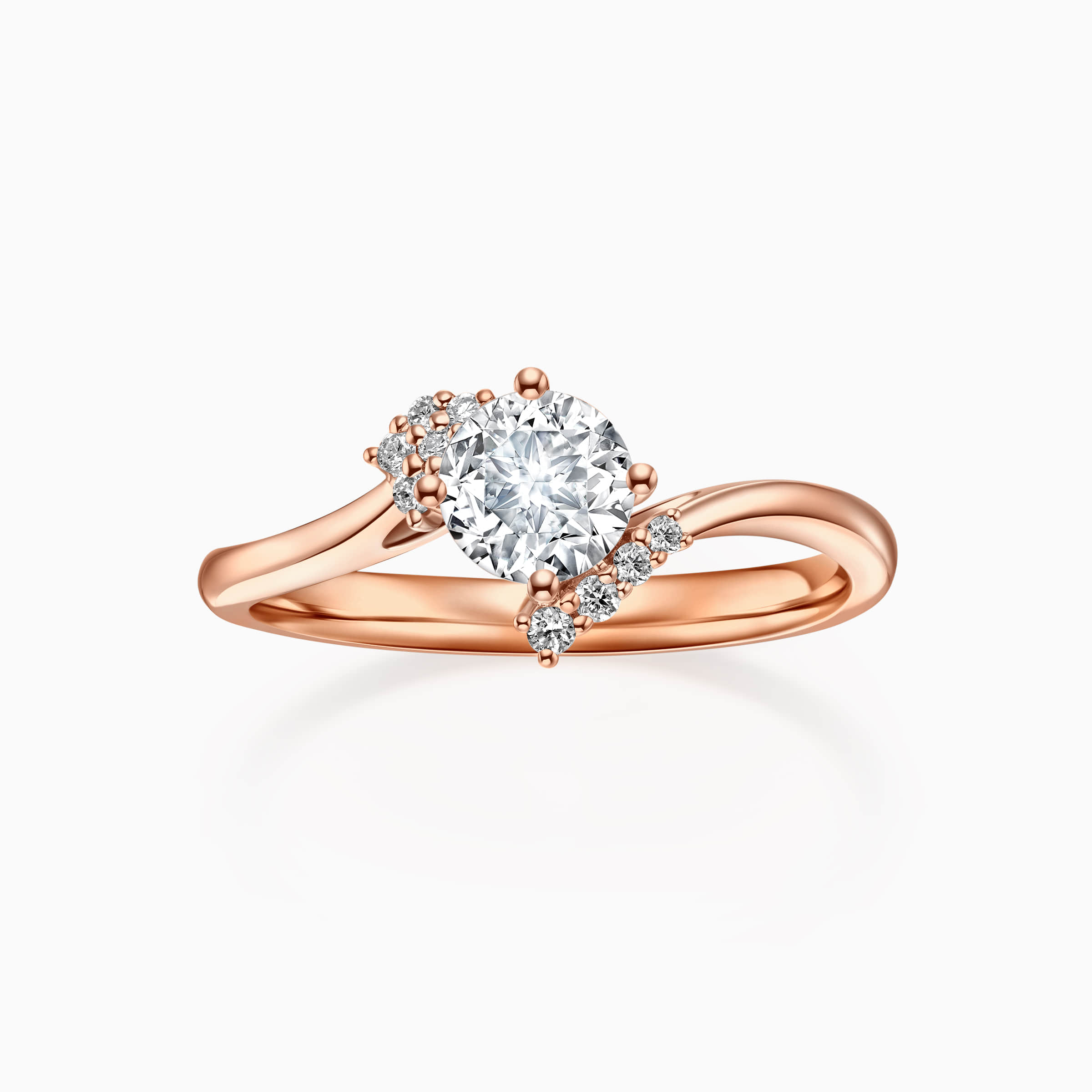 Diamond Bypass Engagement Ring with Side Stones - Darry Ring
