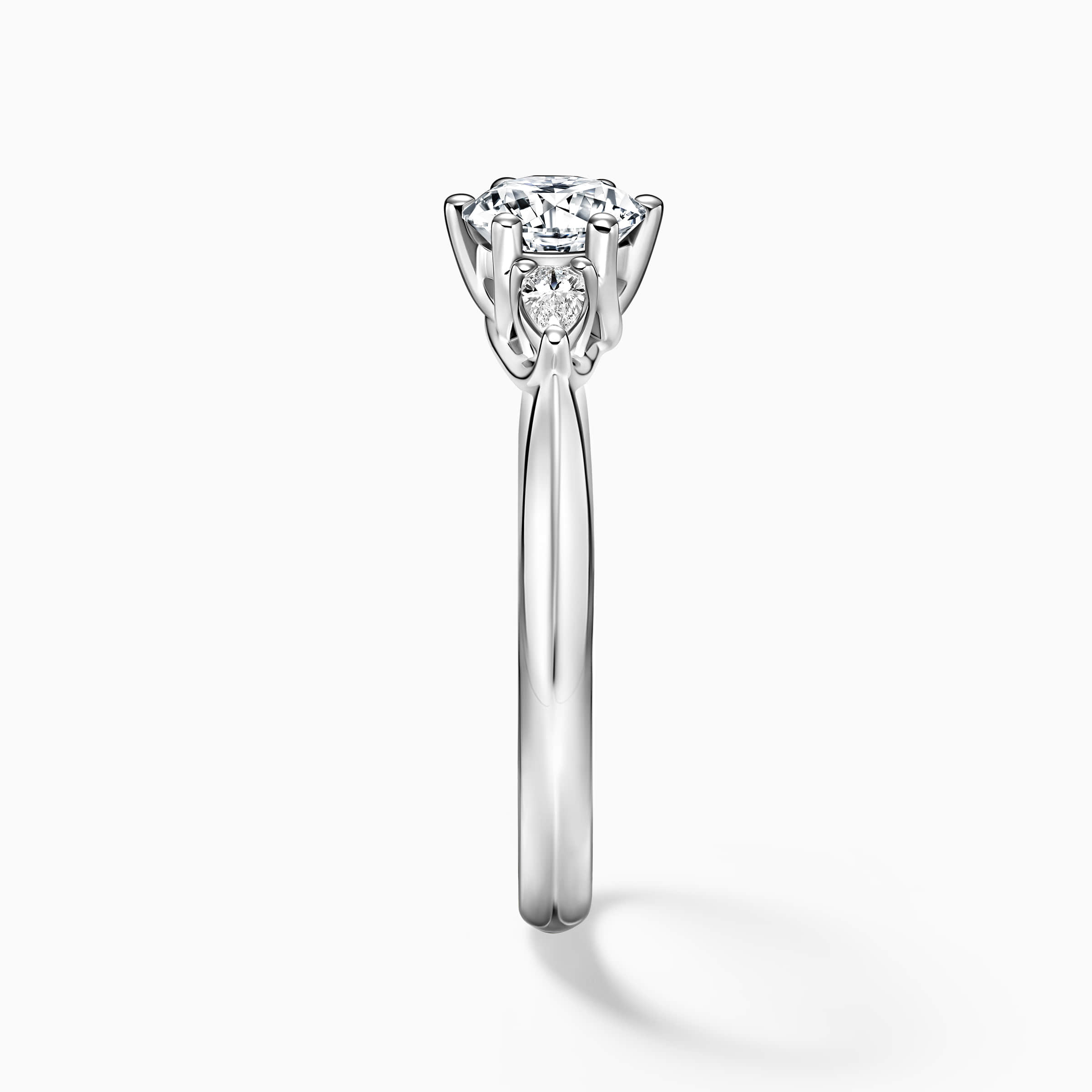 3 Stone Engagement Ring with Round Diamond - Darry Ring