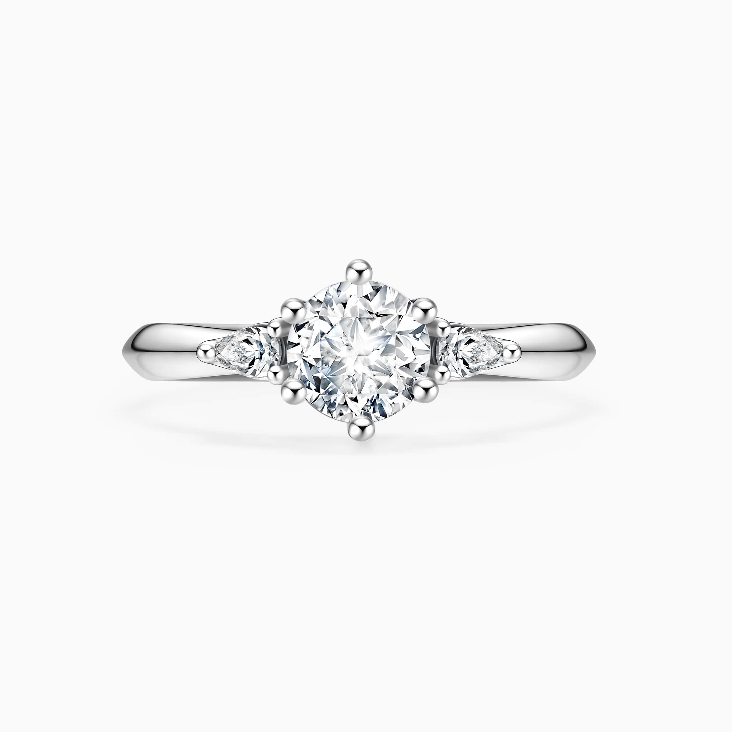 3 Stone Engagement Ring with Round Diamond - Darry Ring