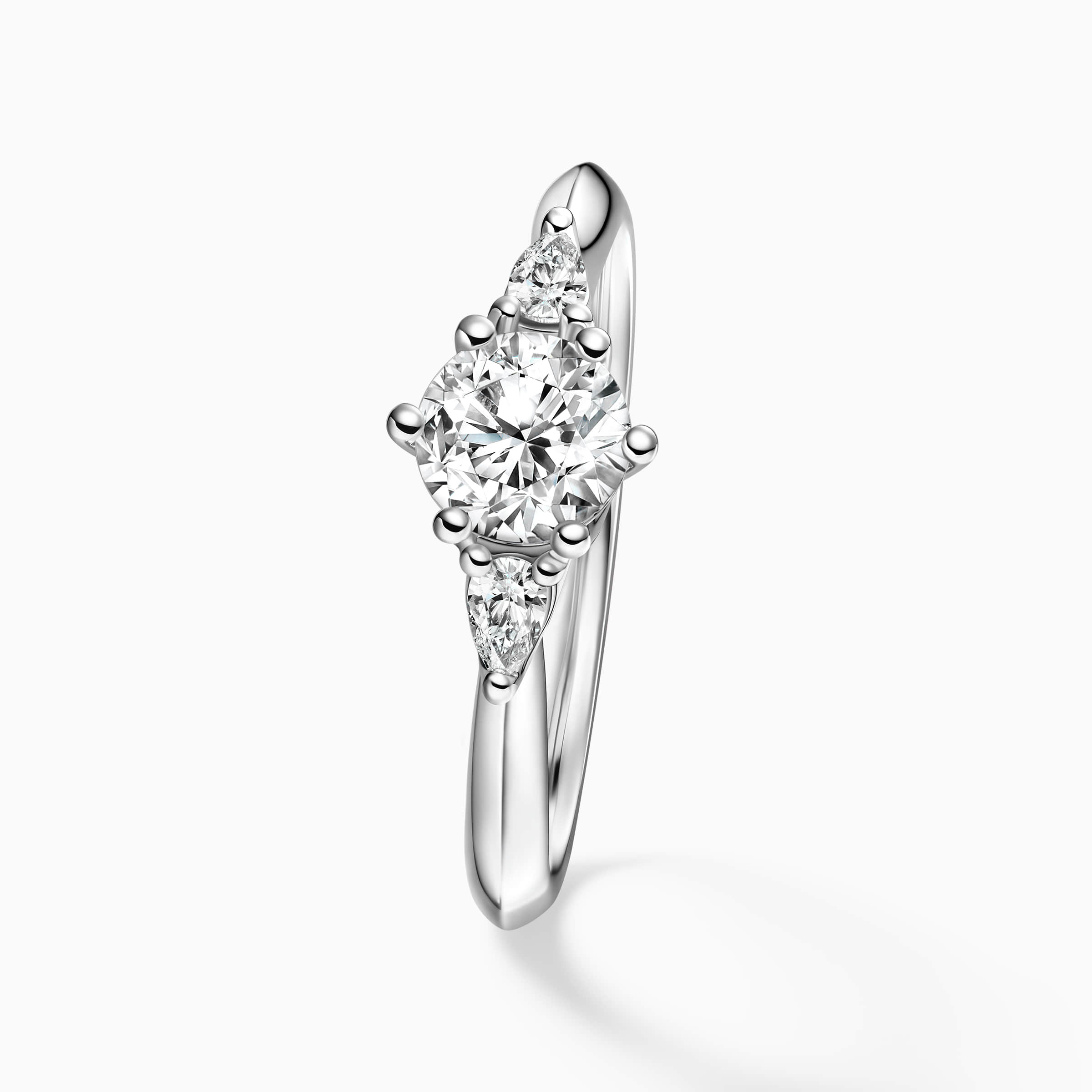 3 Stone Engagement Ring with Round Diamond - Darry Ring