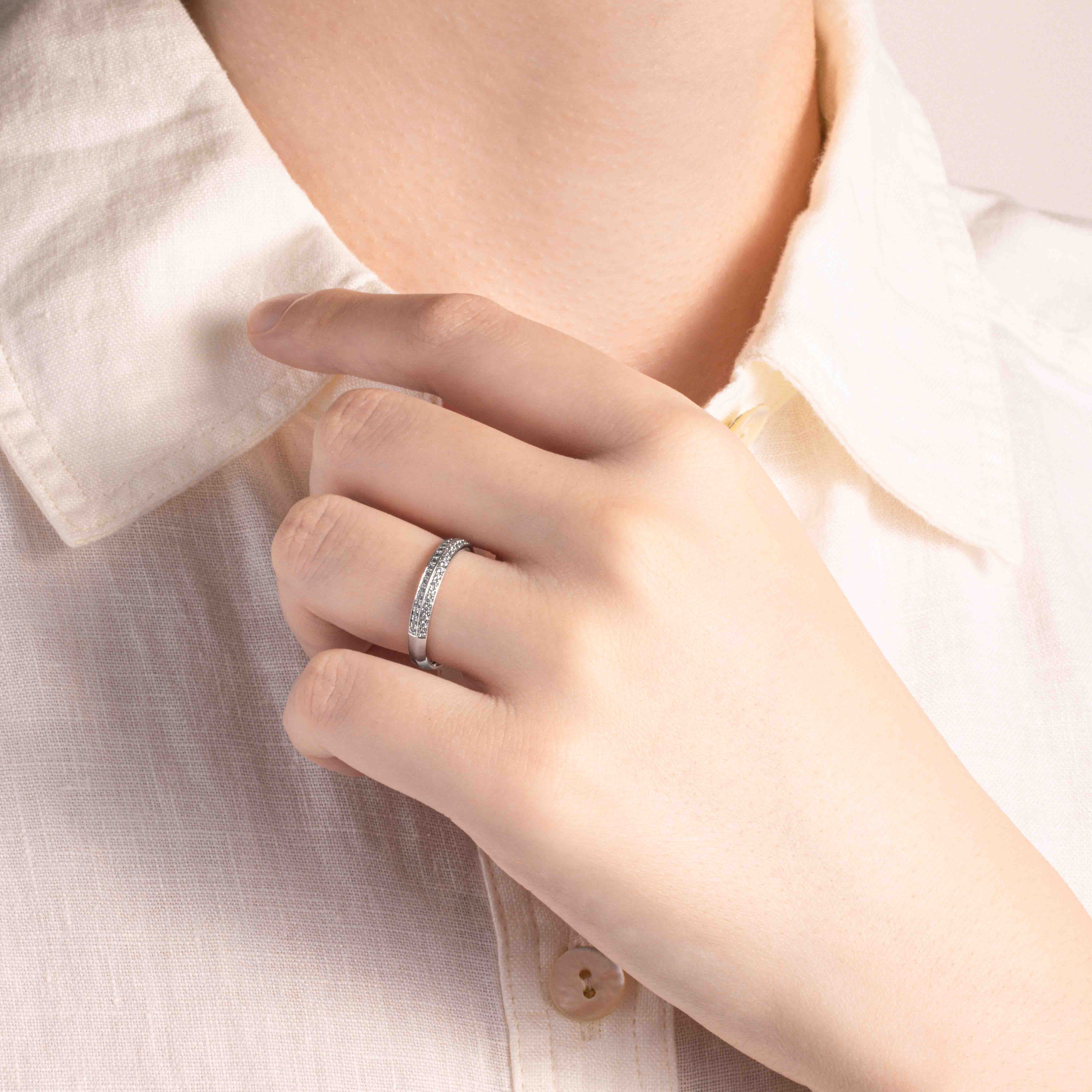 Double Row Wedding Bands for Couple - Darry Ring