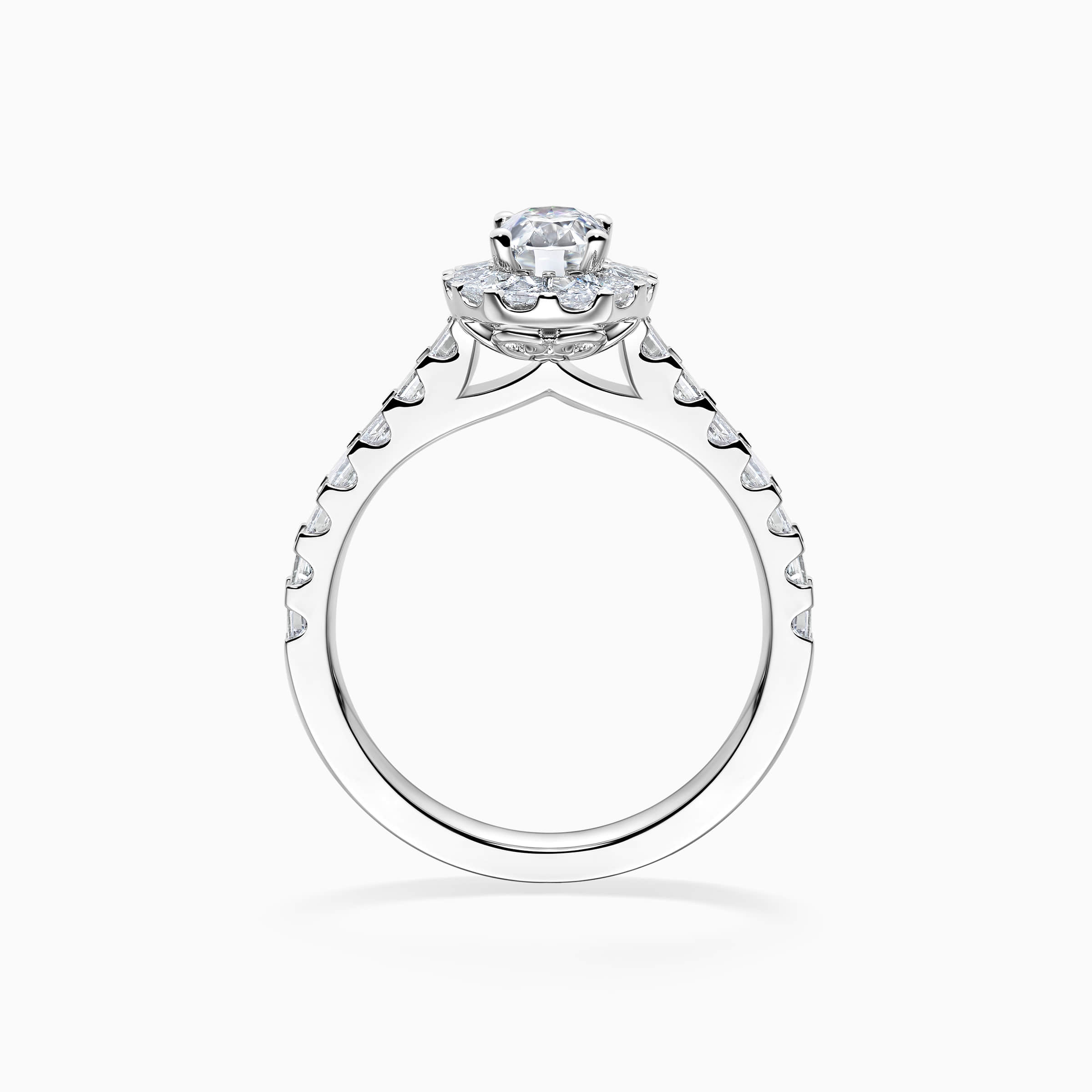DR Engagement RingsDR TRUE LOVE Oval-cut Halo Pavé Engagement RingA man ...