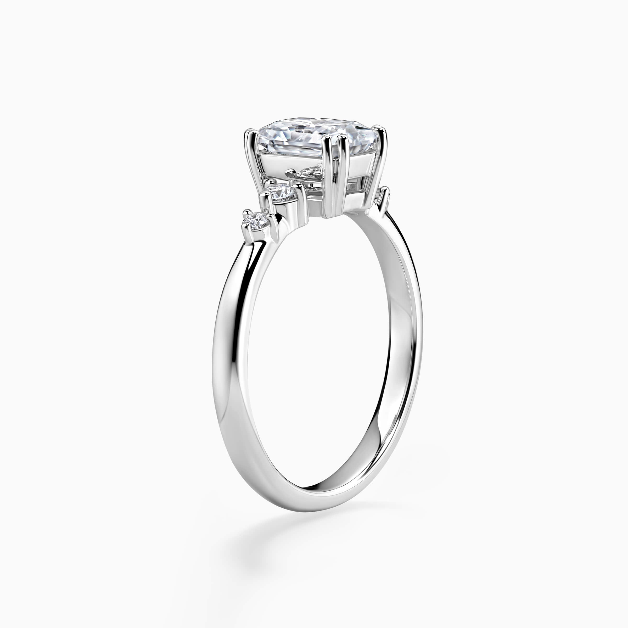 Radiant Cut Engagement Ring with Side Stones - Darry Ring