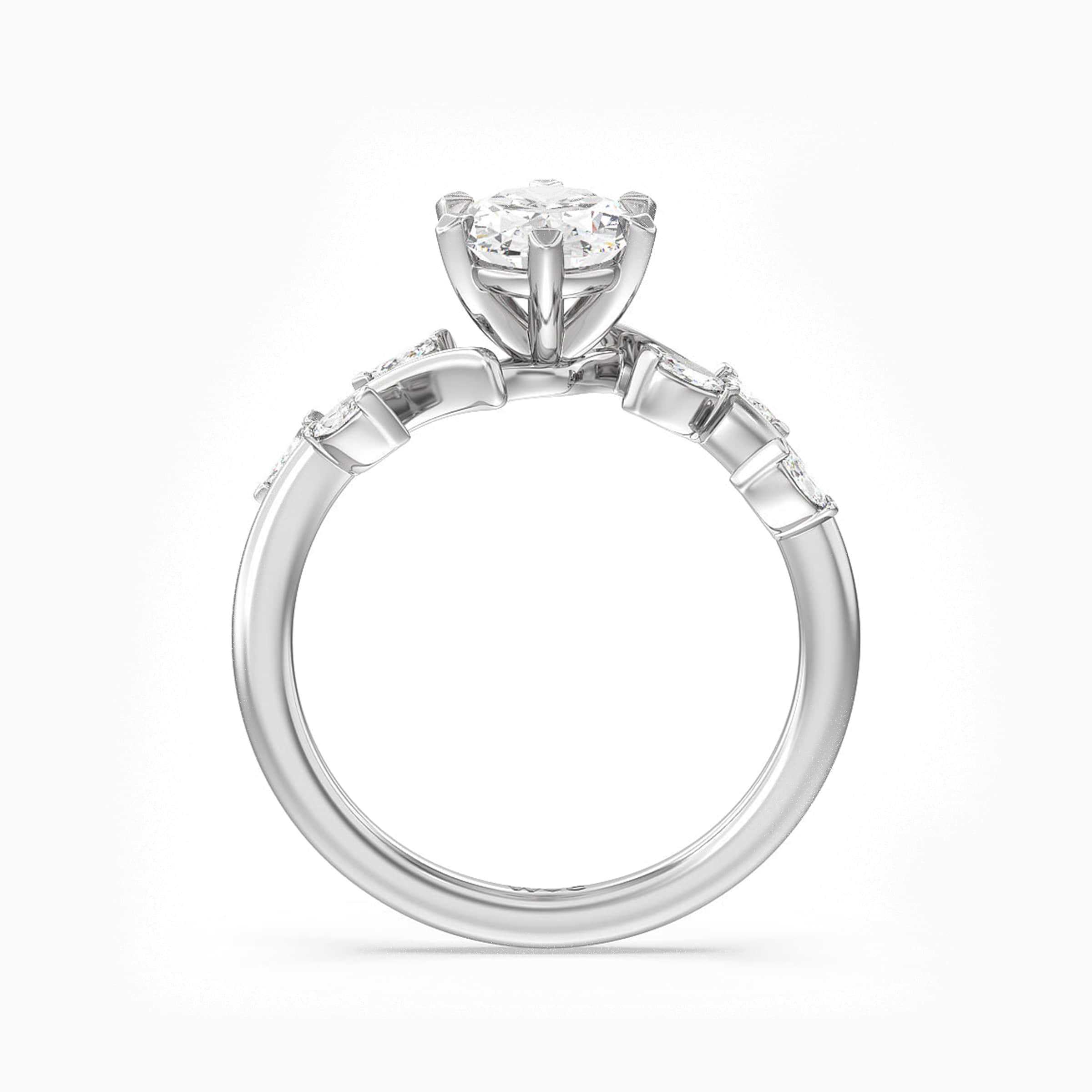 Unique Oval Diamond Bypass Engagement Ring - Darry Ring