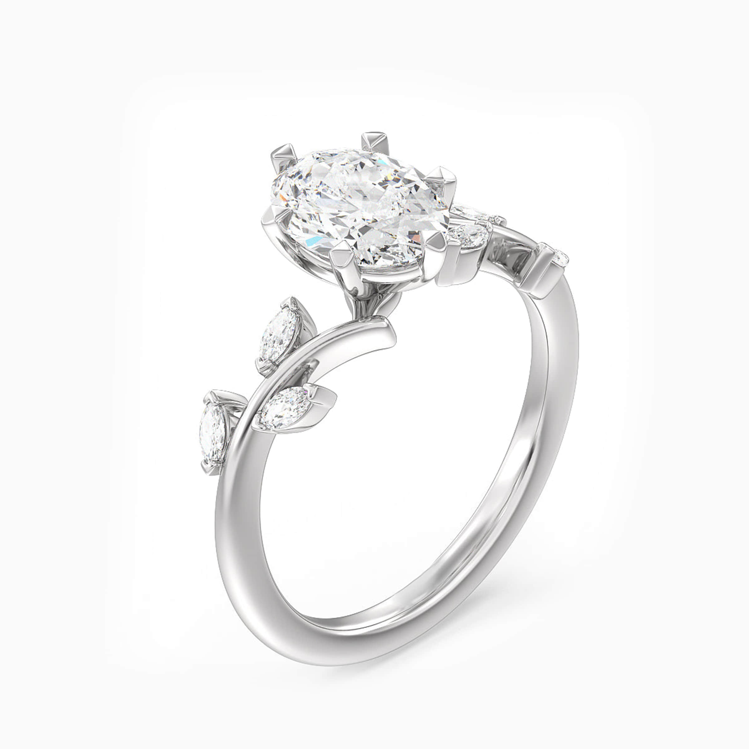 Unique Oval Diamond Bypass Engagement Ring - Darry Ring